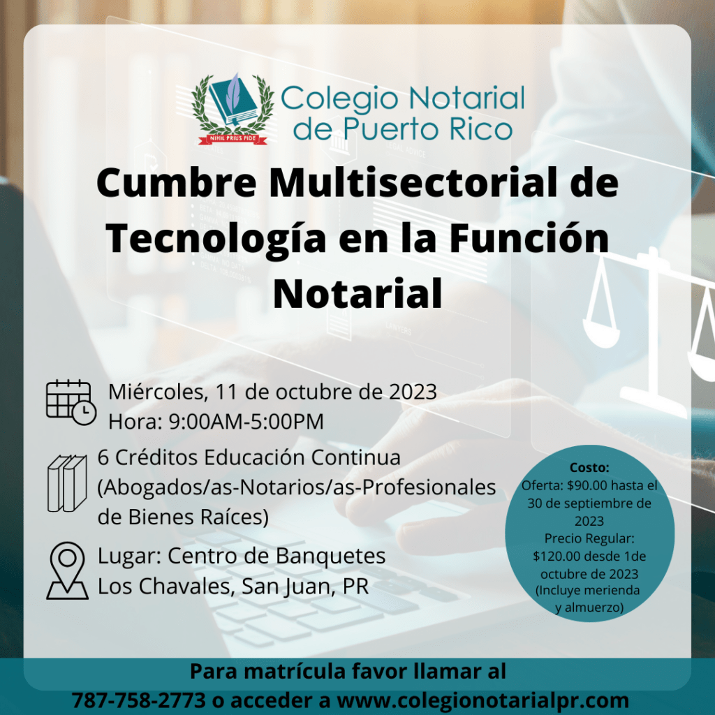 Registro a la Cumbre Notarial – Colegio Notarial de Puerto Rico